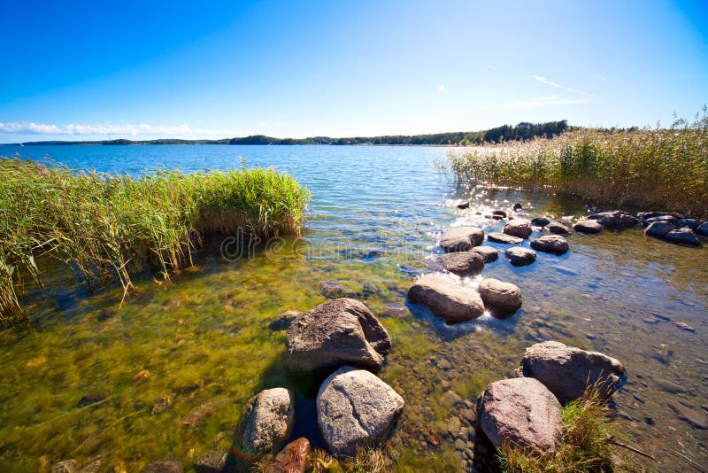 Lake shore stock photo. Image of blue, vibrant, scene - 19798524