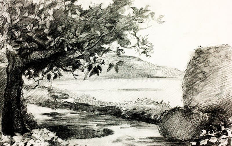 Lake shore stock illustration. Illustration of forest - 28840682