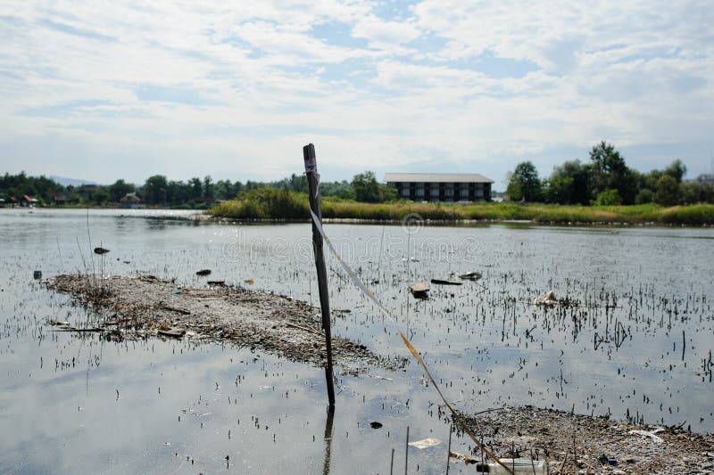 The Lake and the Shore are Littered with Garbage Stock Image - Image of ...