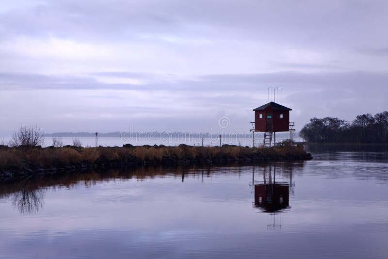 Lake Side Bird Watching Hide at Dusk Stock Photo - Image of wild ...