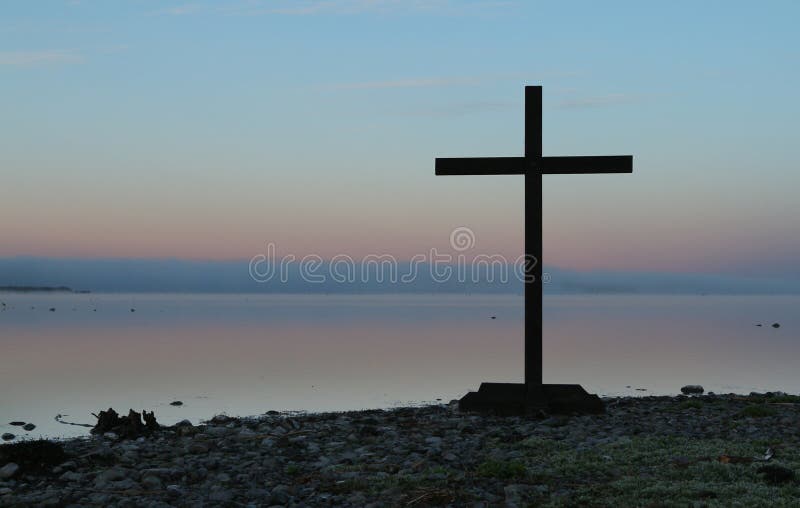 Lake Cross stock image. Image of faith, mist, spirituality - 32853535