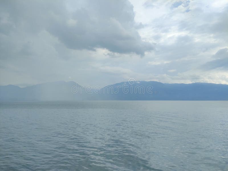 Lake Singkarak, Visible on the Left is Raining, on the Right it is Not ...