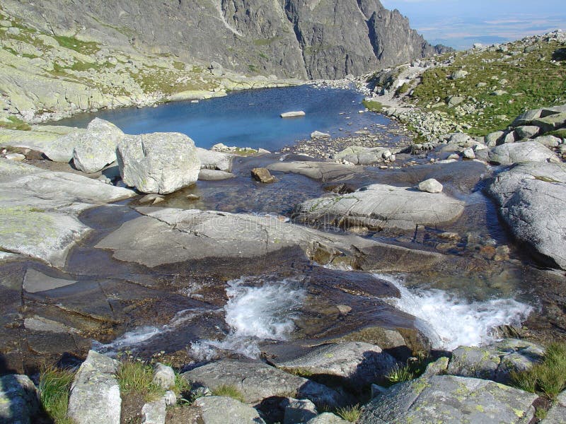 Lake with small waterfall. stock image. Image of waterfall - 16159