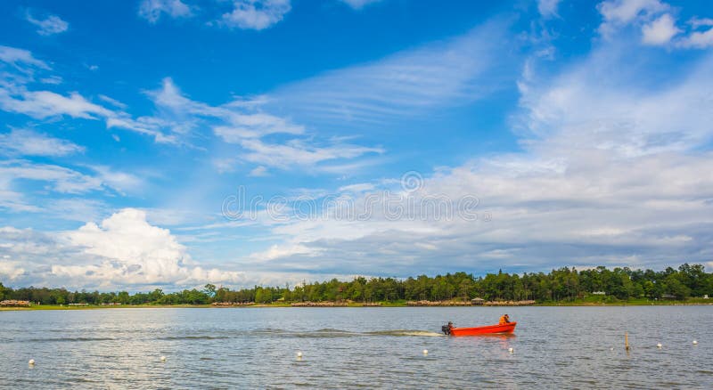 Lake and speed boat stock image. Image of river, sport - 73401541