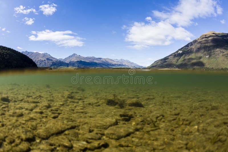 Lake split View stock photo. Image of destination, hiking - 69697510