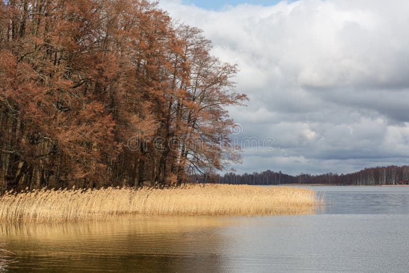 Lake in Spring with Reflections in the Water Stock Photo - Image of ...
