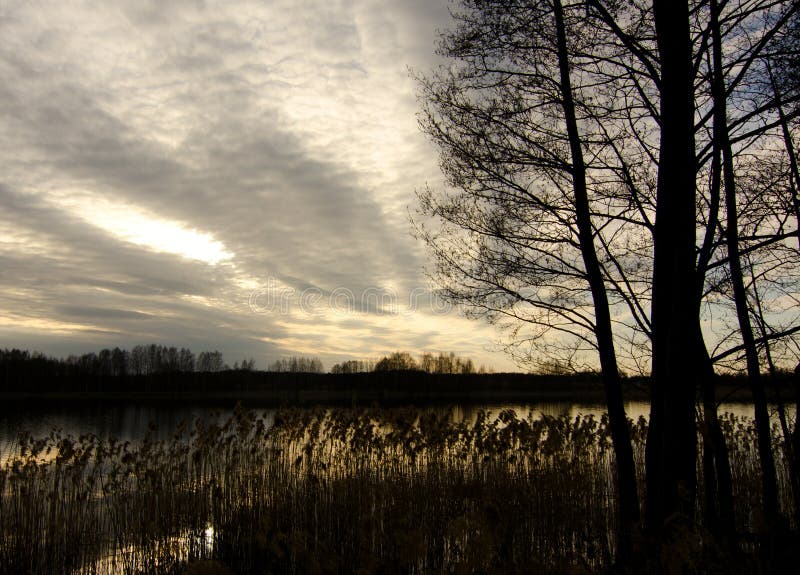 Lake in the spring sunset stock photo. Image of color - 34160638