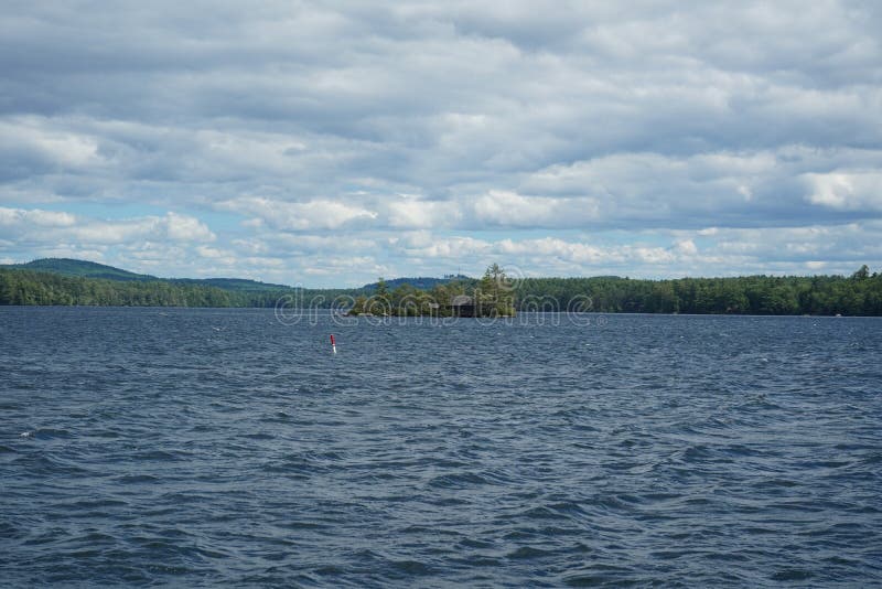 Lake Squam Islands and Mountains from Boat Stock Photo - Image of waves ...