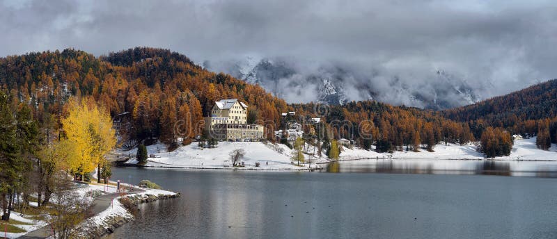 Lake St. Moritz in the Autumn Stock Photo - Image of swiss, moritz ...