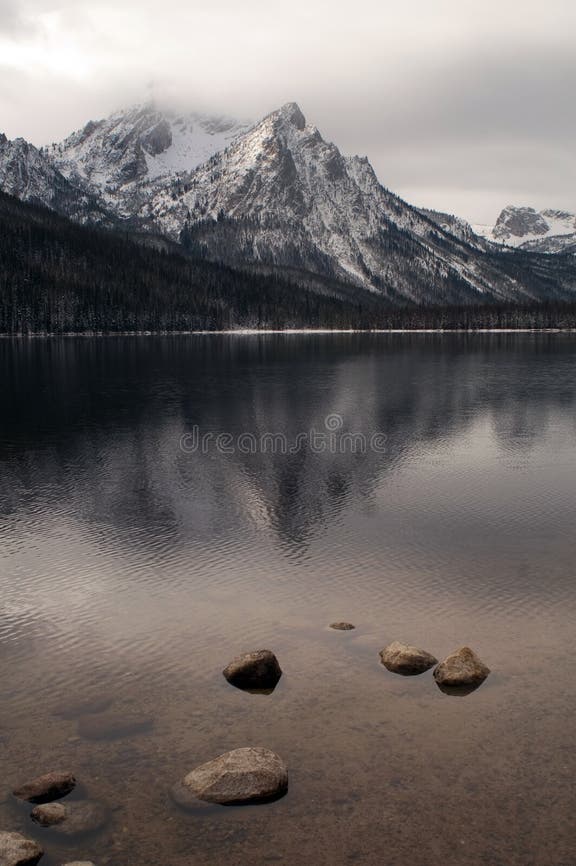 Lake Stanley Vertical Sawtooth Range Peak Stock Photo - Image of ...