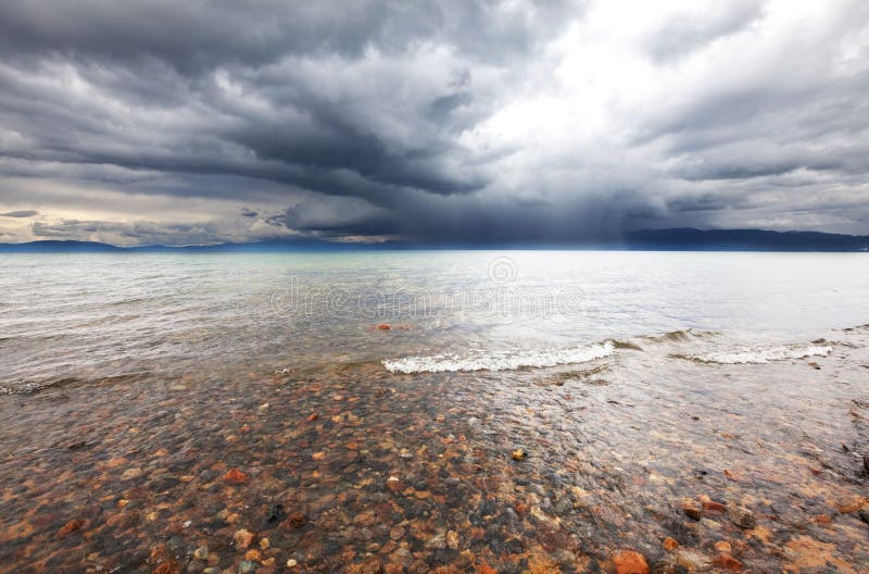 Lake in storm stock image. Image of calm, clouds, spring - 54179497