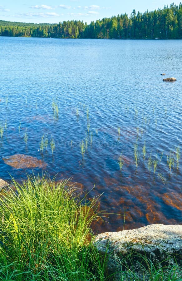 Lake Summer View (Finland). Stock Image - Image of clean, reflection ...