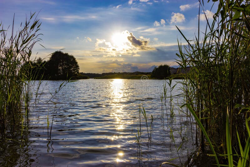 Lake stock photo. Image of nightfall, sundown, water - 141991790