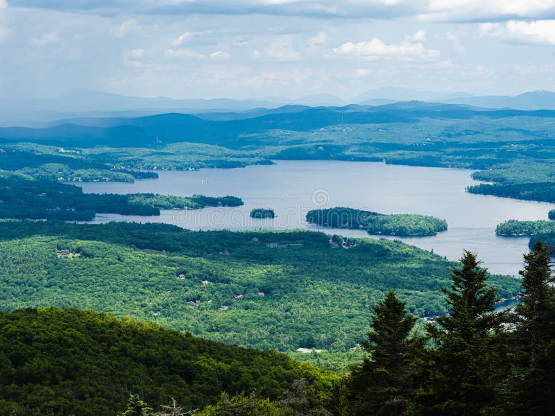 Lake Sunapee view stock image. Image of mountains, rain - 192460543