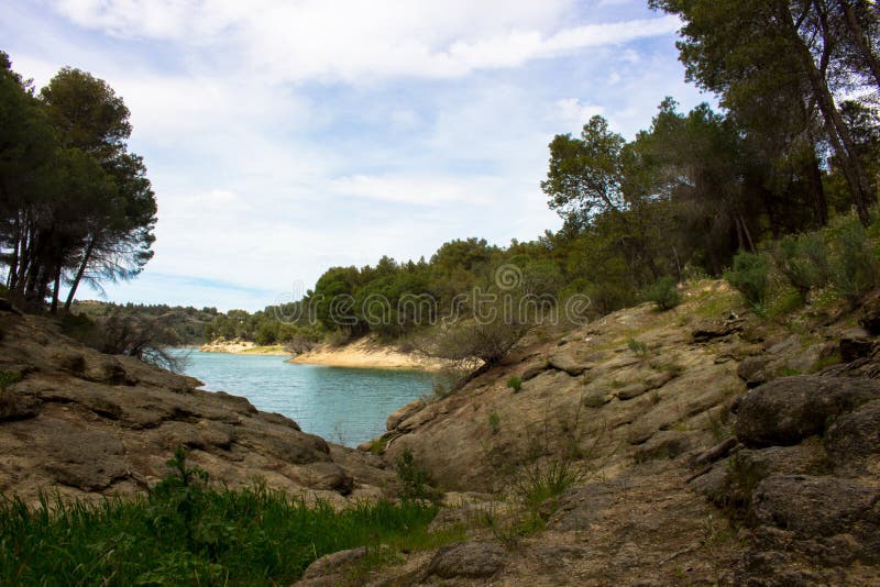 Lake. stock photo. Image of spain, chorro, beach, extreme - 113765824