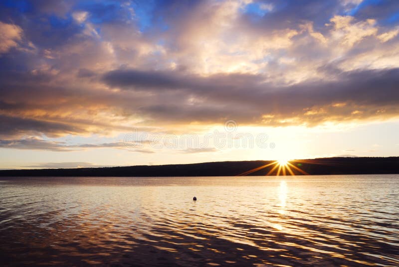 Lake sunrise stock photo. Image of golden, sunlight, summer - 16209068