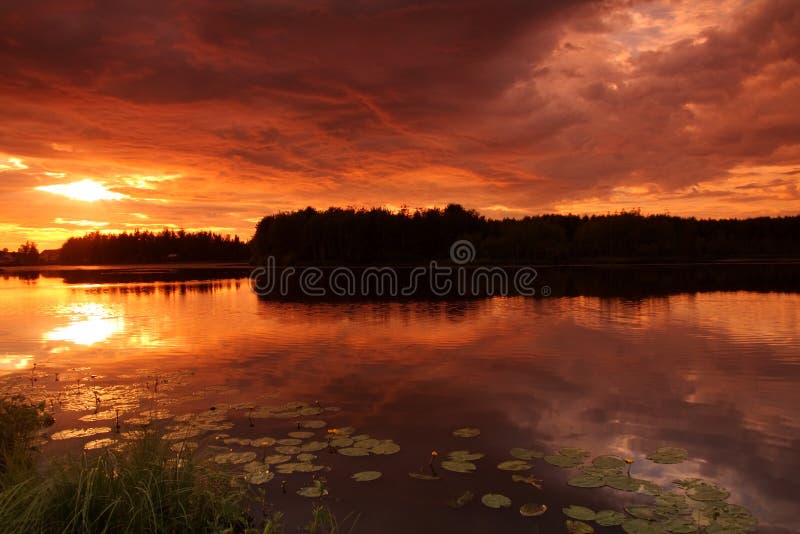 Lake at sunset stock image. Image of scene, beautiful - 6535455