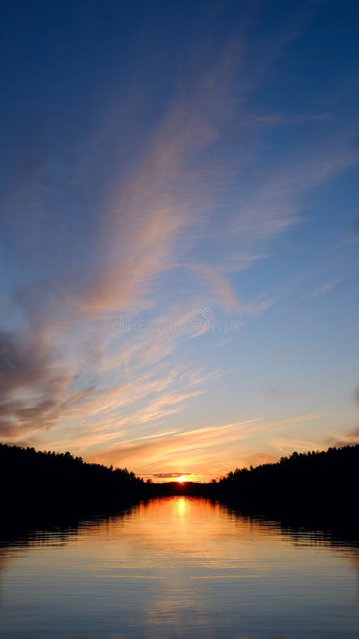 Lake at Sunset with Clouds. Vertical Frame Stock Image - Image of dawn ...