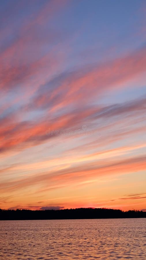 Lake at Sunset with Clouds. Vertical Frame Stock Photo - Image of ...