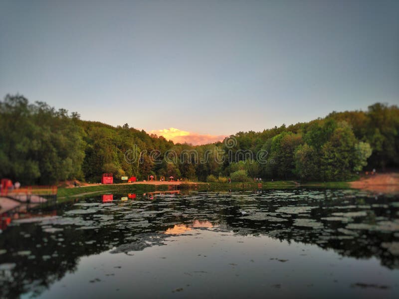Lake in sunset stock photo. Image of sunset, lake, water - 93090312