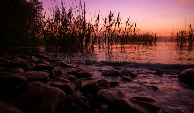 Lake Sunset stock photo. Image of water, summer, ohrid - 42163864