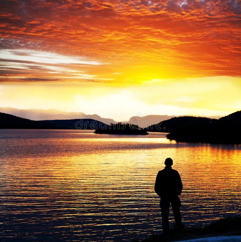 Lake on sunset stock image. Image of natural, evening - 54176859