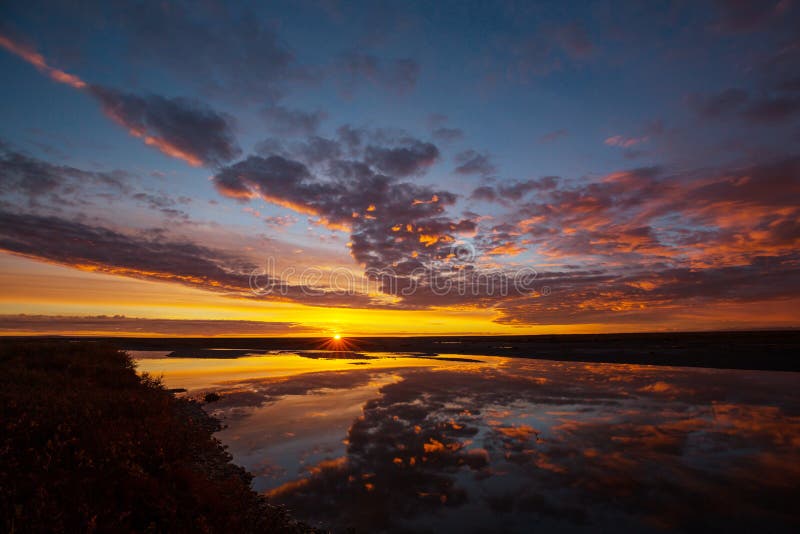 Lake on the sunset stock photo. Image of lake, meadow - 9549526