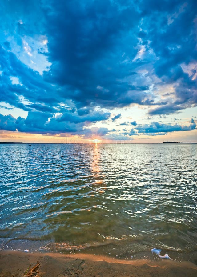 Lake sunset view stock image. Image of panorama, evening - 16246907