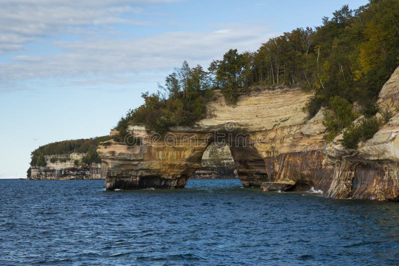 Pictured Rocks on Lake Superior Stock Photo - Image of geology, arch ...