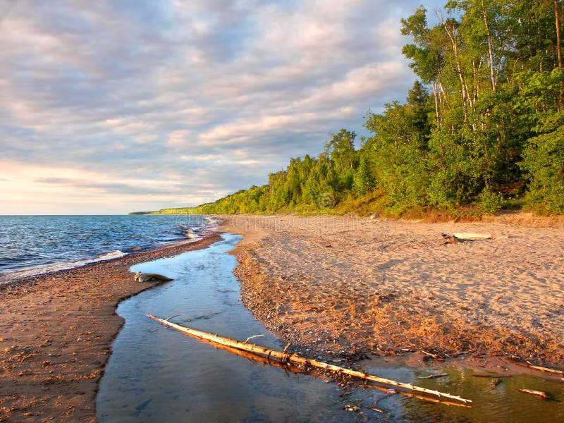 Lake Superior Beach Summer Evening Stock Image - Image of ecology ...