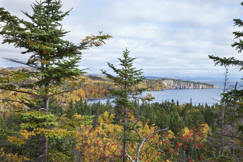 Lake Superior Minnesota Viewed from Palisade Head in the Fall Stock ...