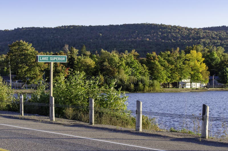 Lake Superior Sign Post stock image. Image of post, house - 34109897