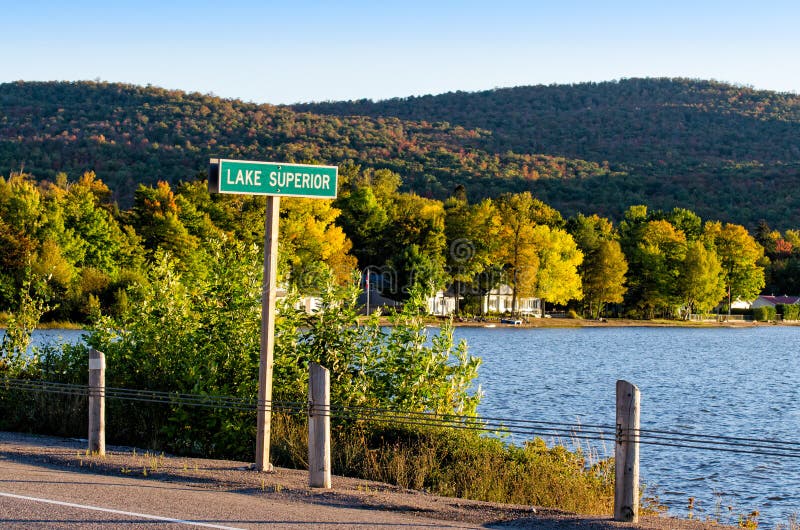 Lake Superior Sign Post stock image. Image of post, house - 34109897