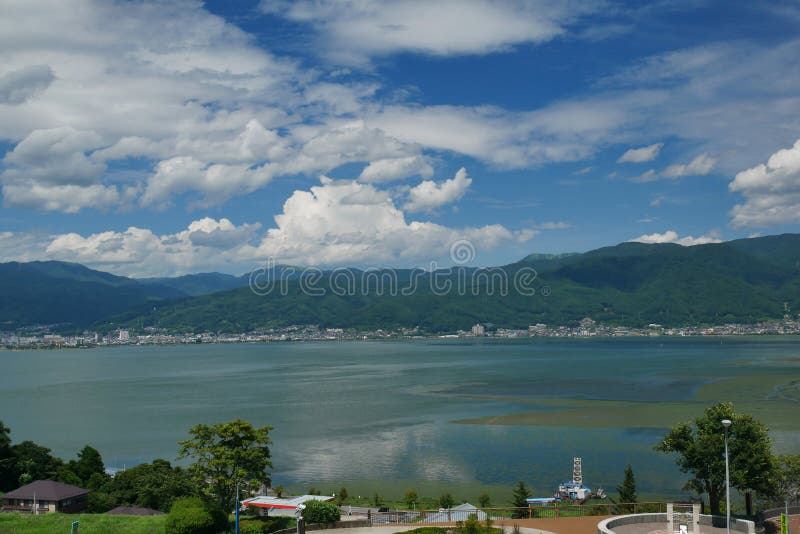 Lake Suwa in Suwa Sity,japan Stock Image - Image of tourist, landscape ...