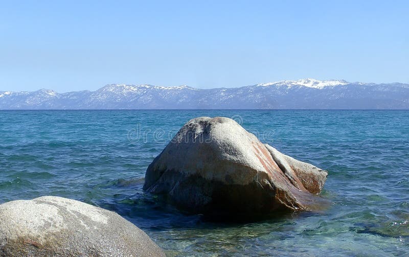 Lake Tahoe Rocks stock image. Image of mountains, snow - 5071925