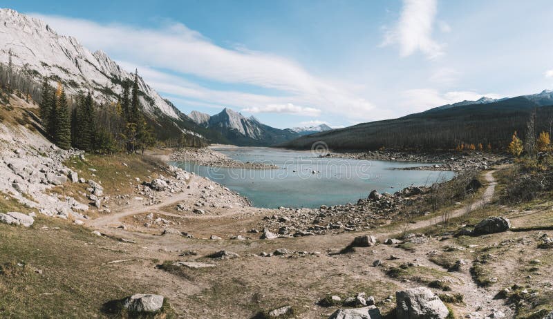 Lake with Thousands of Rocks All Around Panorama Stock Image - Image of ...