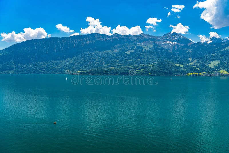 Lake Thun and Mountains, Thunersee Bern Switzerland Stock Photo - Image ...