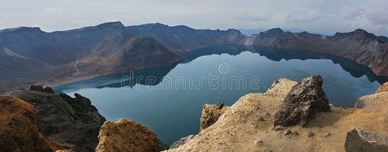Changbaishan Tianchi Volcano In The Sunlight Stock Photo - Image of ...