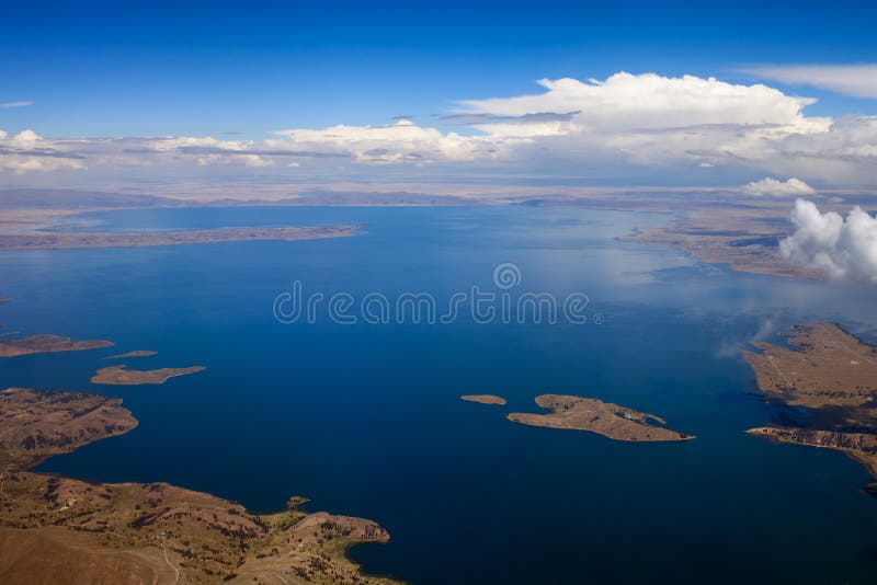 Aerial View of Lake Titicaca in Peru with the City of Puno and Its Port ...