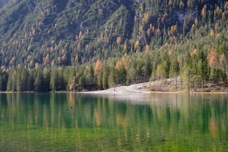 Lake Toblach, Dolomites, South Tyrol, Italy Stock Photo - Image of ...