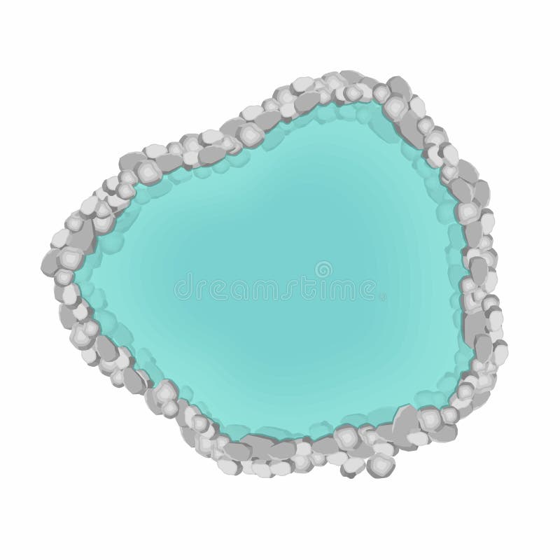 Lake in Top View. Pond, Decorative Pool with Rocks and Reflection in ...