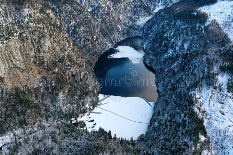 Lake Toplitz in Austria Surrounded by Green Hills Under the Cloudy Sky ...