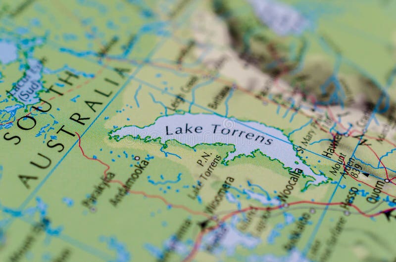 Lake Torrens on map stock photo. Image of explore, australia - 114065658