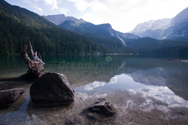 Lake Tovel in the Brenta Dolomites Stock Photo - Image of dolomites ...