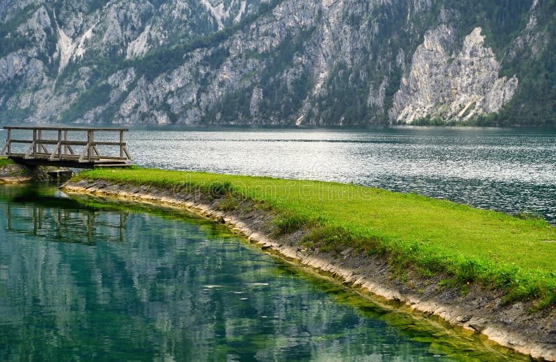 Lake Traun Traunsee in Traunkirchen Stock Image - Image of summer ...
