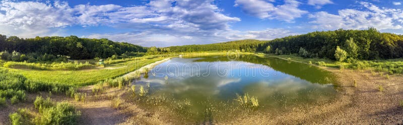 Lake and Trees in Green Forest of Moldova Stock Image - Image of moss ...