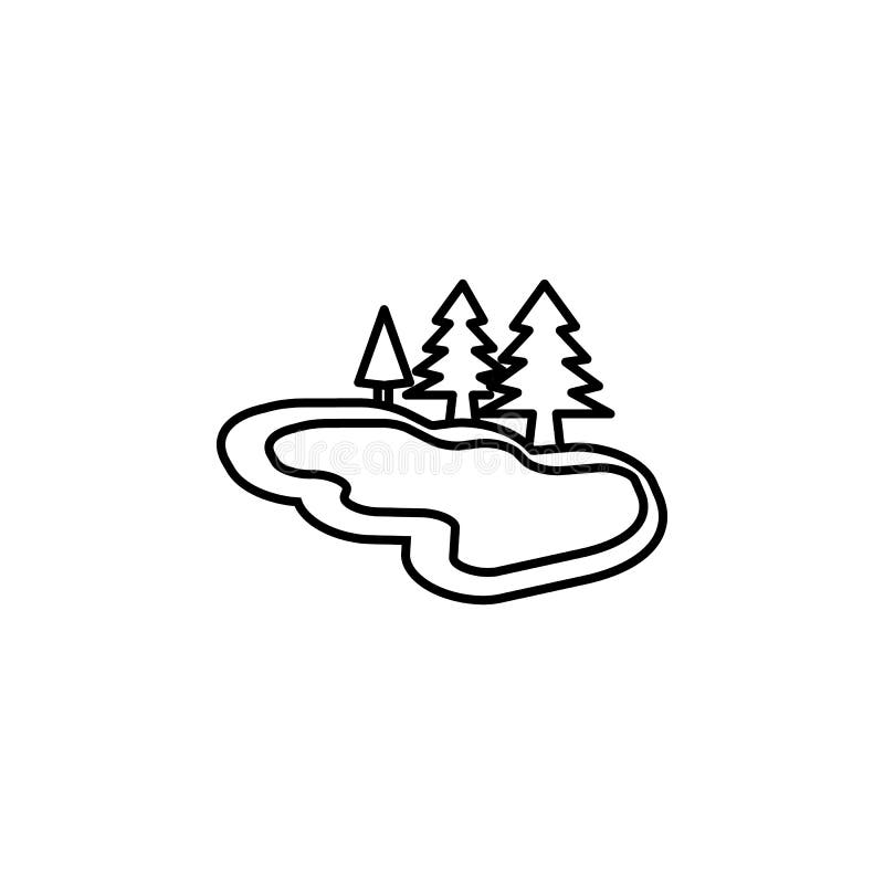 Mountain Lake Colored in Circle Icon. Element of Colored Landscape in ...