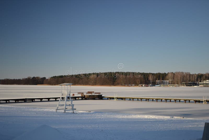 Lake Ukiel in Olsztyn in the Winter Time Stock Image - Image of frosty ...