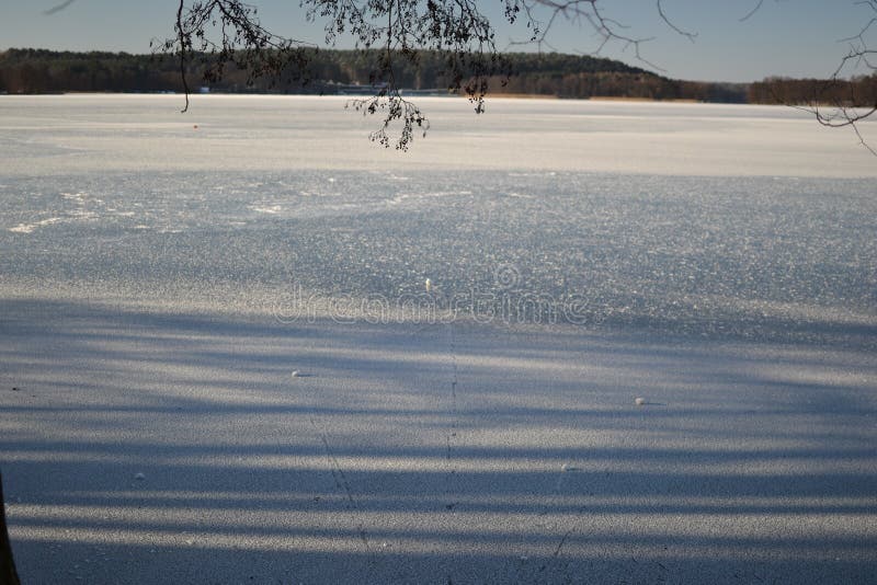 Lake Ukiel in Olsztyn in the Winter Time Stock Image - Image of forest ...