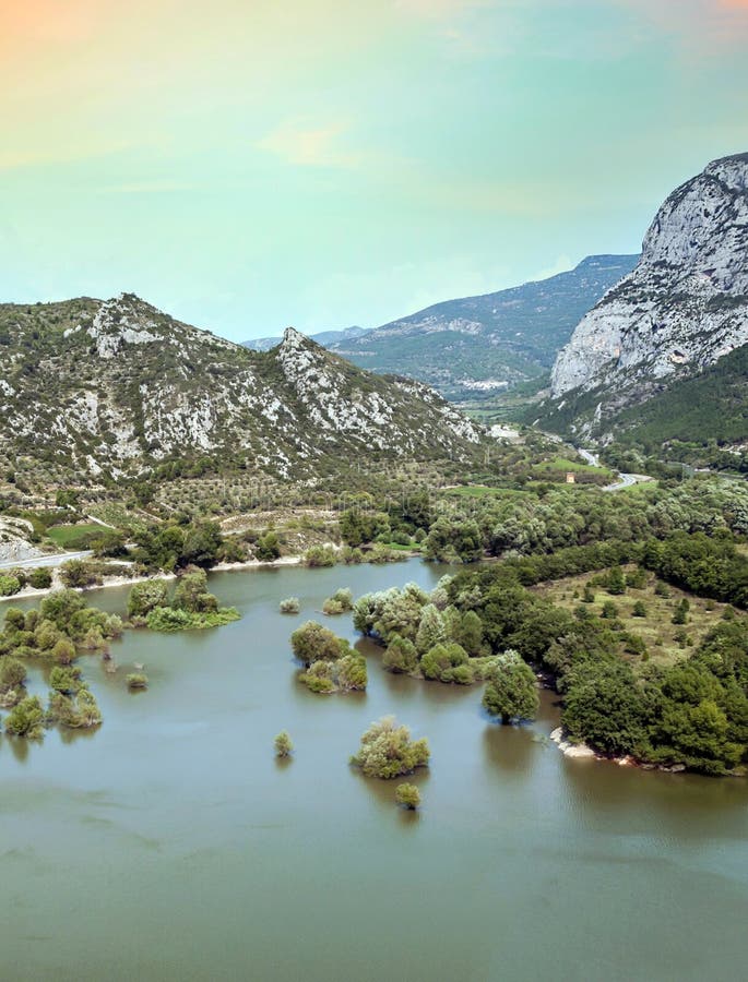Lake in the valley stock photo. Image of europe, alpine - 211490146